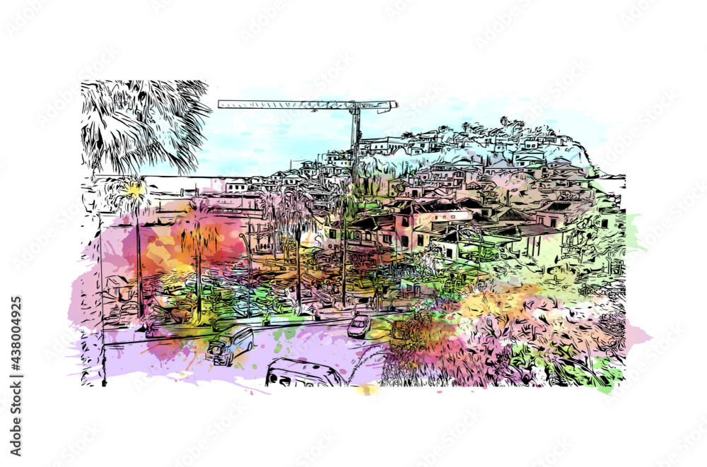 Vector de Stock Building view with landmark of Funchal is the capital ...
