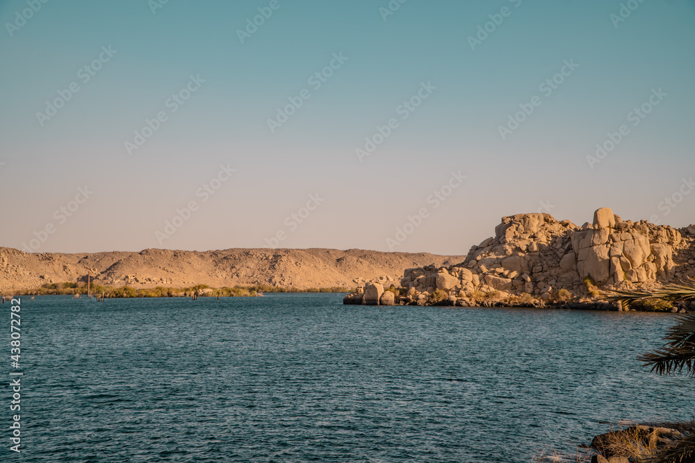 Rock formations and beautiful landscapes on the Nile River in the ...