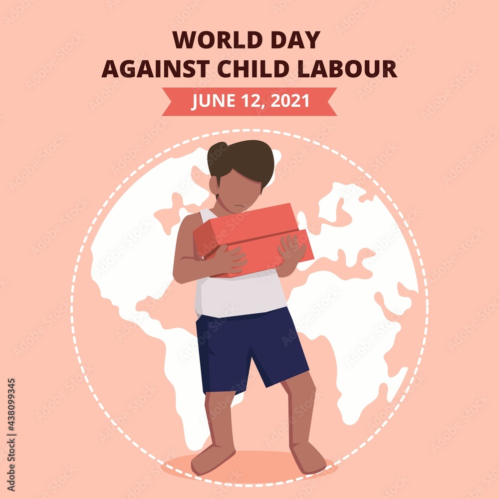Vector de Stock World day against child labour background with children ...