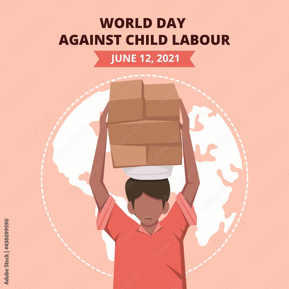 World day against child labour background with children working in a ...