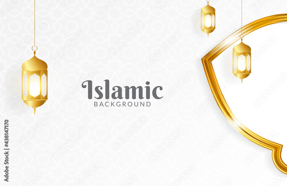 islamic background with golden lantern Stock Vector | Adobe Stock