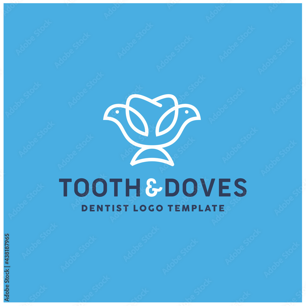 Dove Pigeon Birds with Tooth for Family Dental Dentist Dentistry logo ...