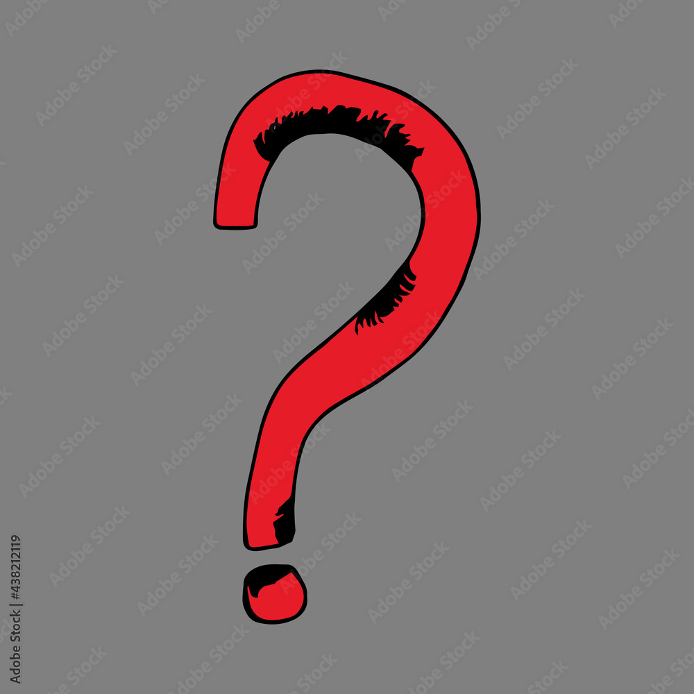 Question mark. Vector illustration. Cartoon. Hand-drawn in doodle style ...