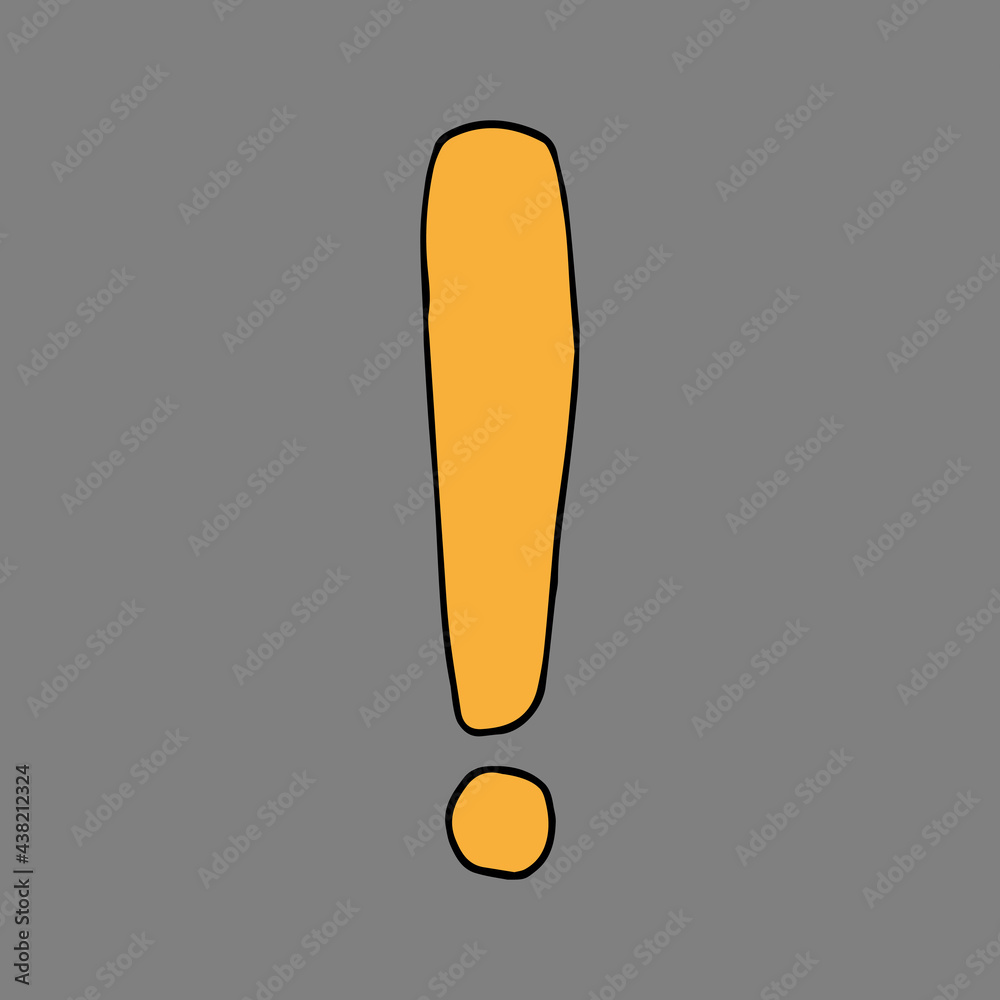 Exclamation mark. Vector illustration. Cartoon. Hand-drawn in doodle ...