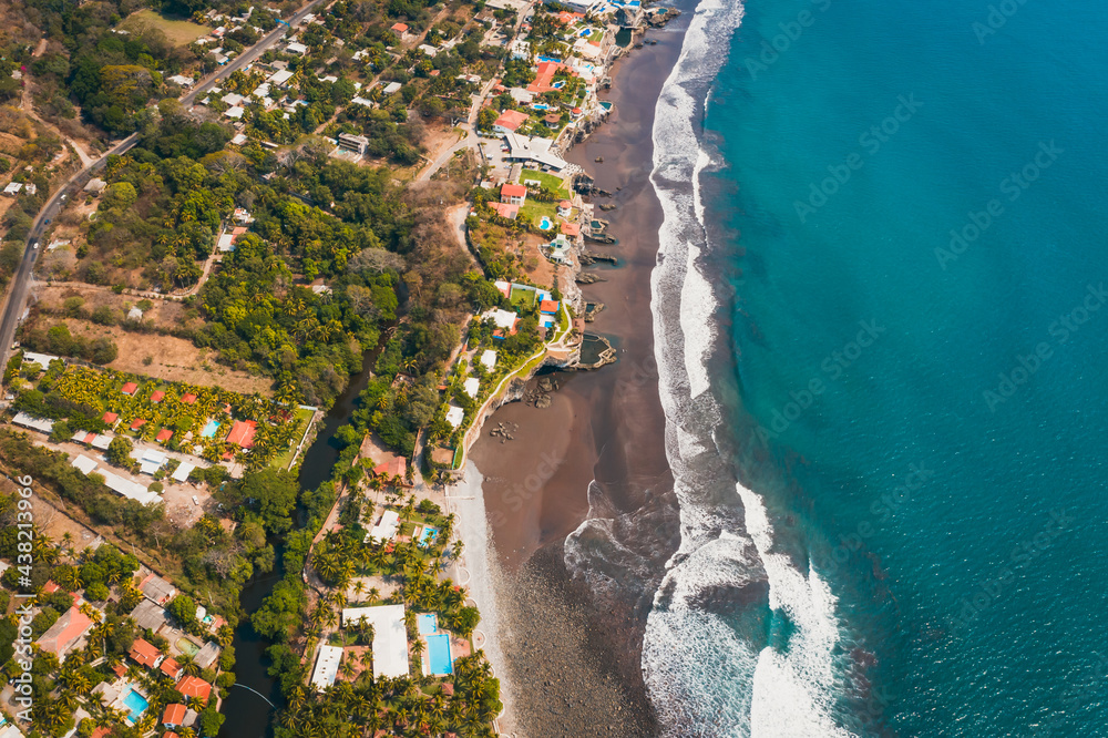El zonte beach, El Salvador, aerial view Stock Photo | Adobe Stock