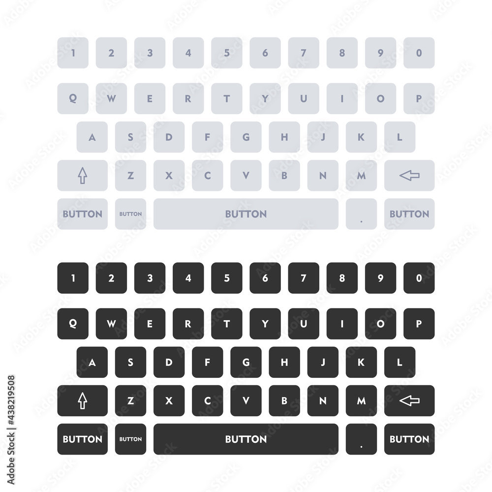Keyboard template in touchscreen device with numbers and letters. User ...