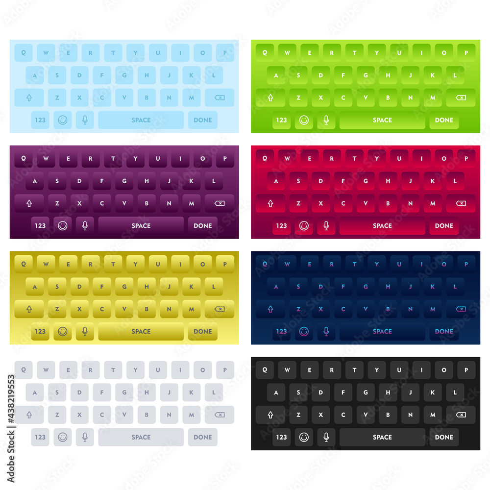 Keyboard template in touchscreen device with numbers and letters. User ...