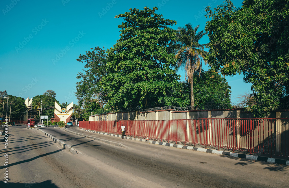 University of Lagos, Nigeria: New look of the main gate of Unilag Stock ...