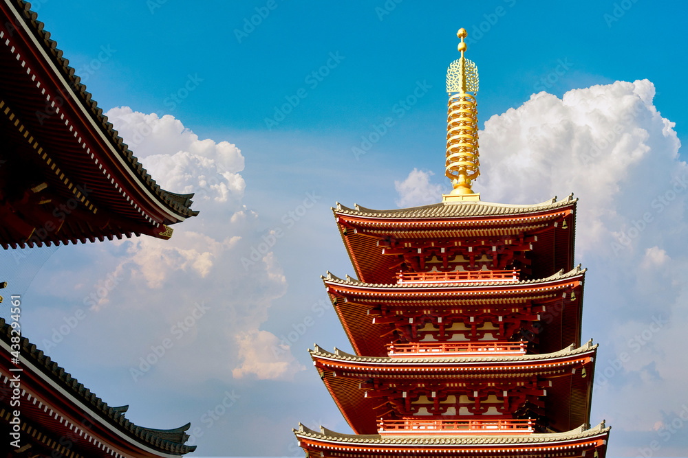 The Red Pagoda in Sensoji Temple, or Asakusa Temple, is a Buddhist ...