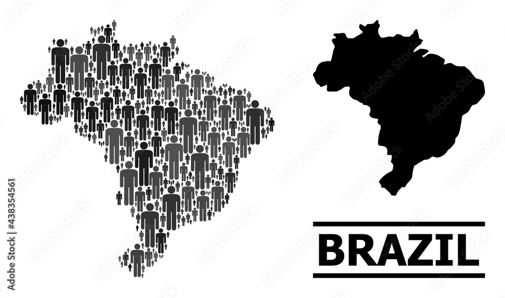 Map of Brazil for social proclamations. Vector demographics collage ...