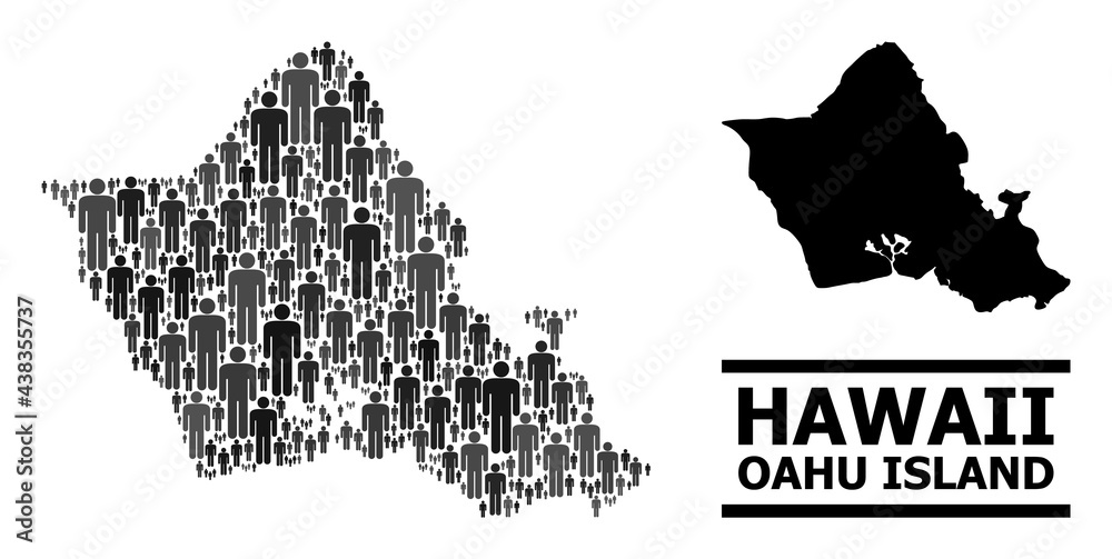 Map of Oahu Island for politics promotion. Vector population mosaic ...