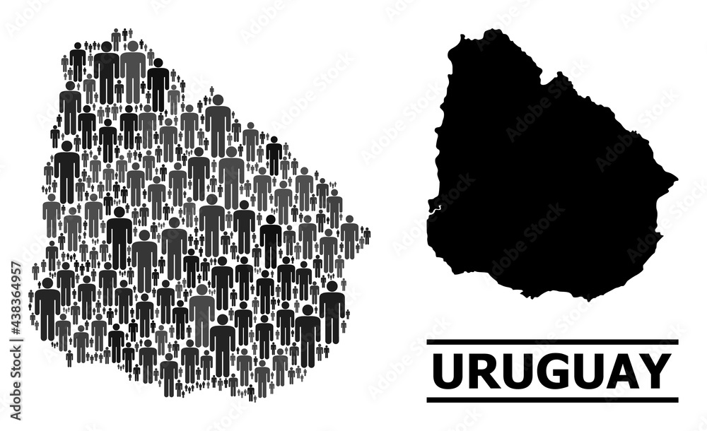 Map of Uruguay for demographics projects. Vector demographics collage ...