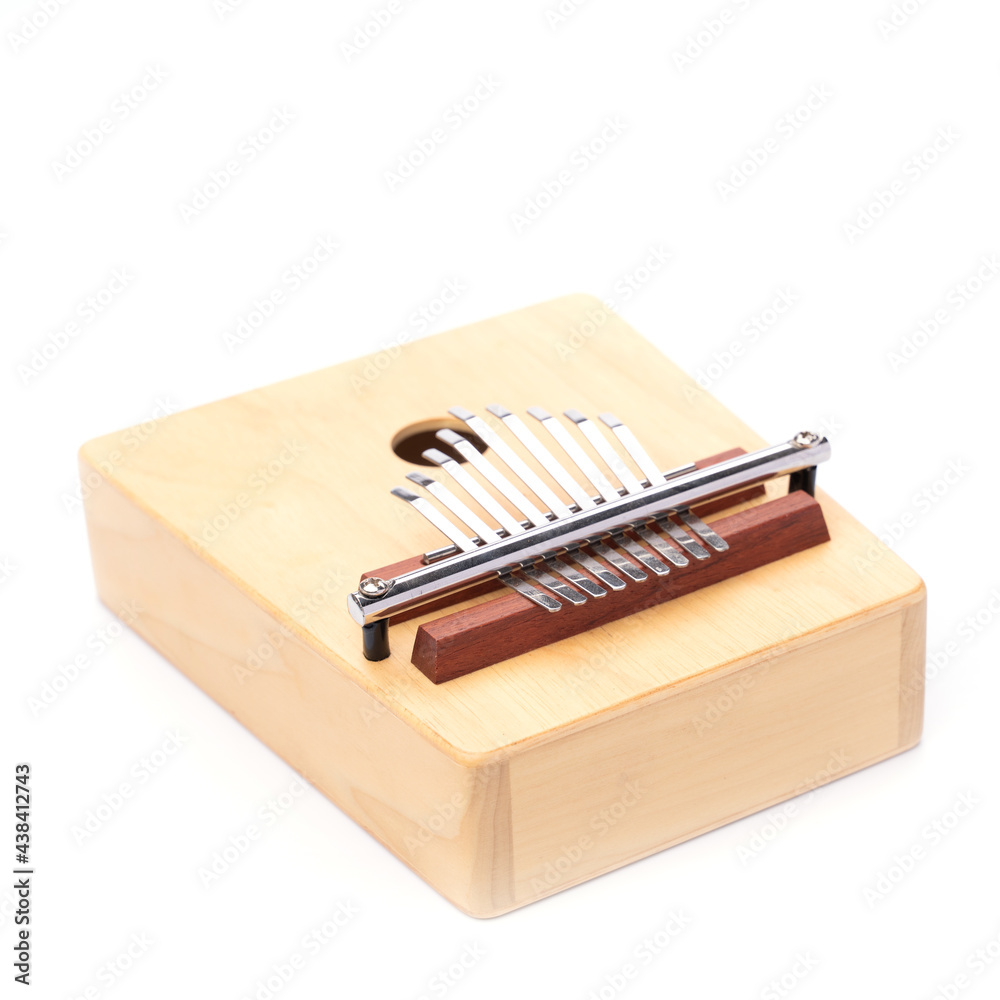 African culture music instrument isolated on white background, wood ...