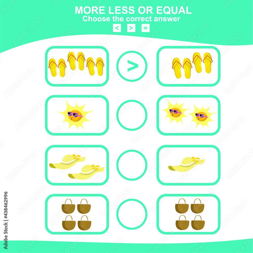 Math educational game for children. Choose more, less or equal game ...