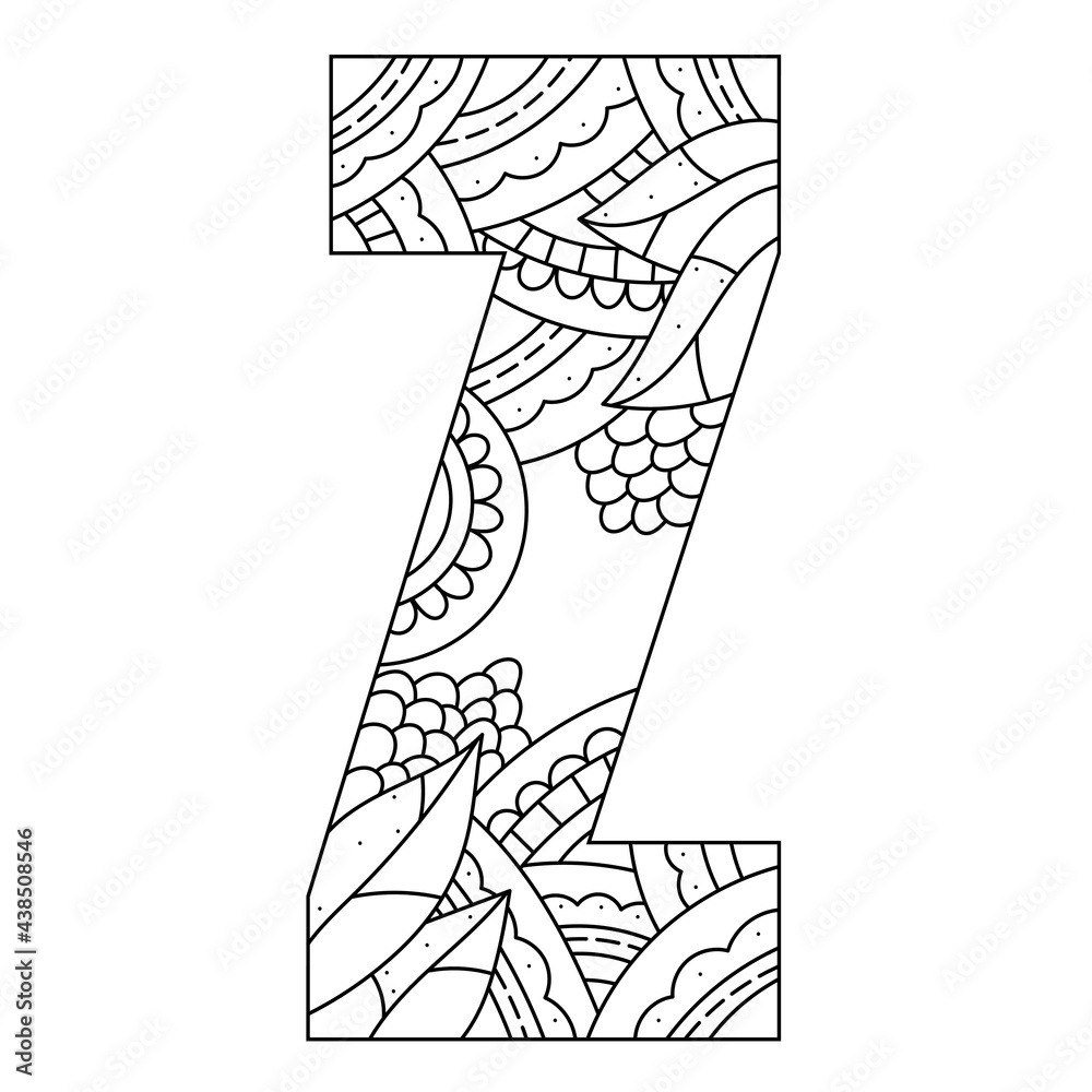 Alphabet coloring page. Capital letter. Vector illustration. Stock ...