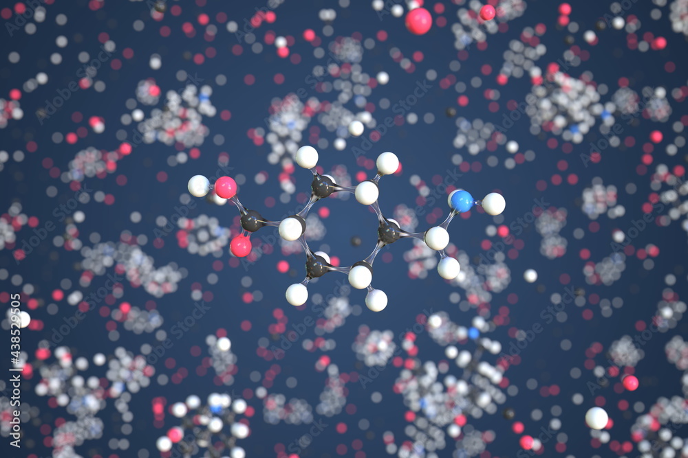 Molecule of Tranexamic acid. Molecular model, conceptual 3d rendering ...