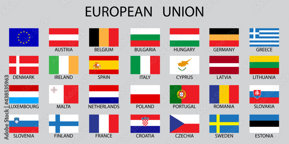 european union flags. flag europe country national. World flag. Vector ...