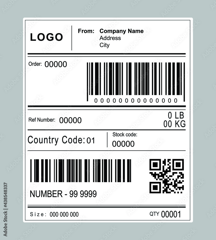 Shipping label barcode template vector Stock Vector | Adobe Stock
