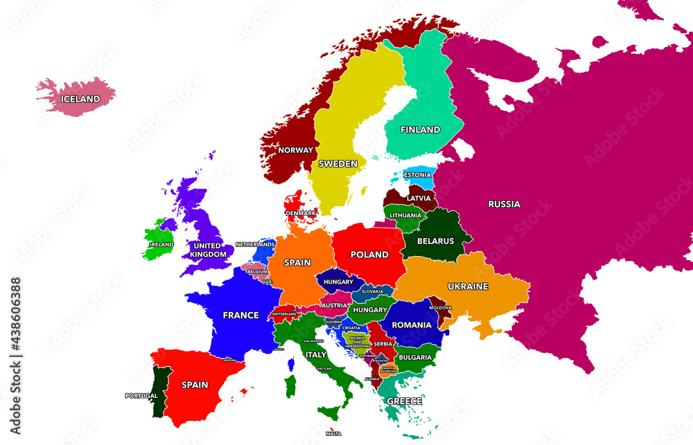 Map of Europe with names. White background version. 4K Stock ...
