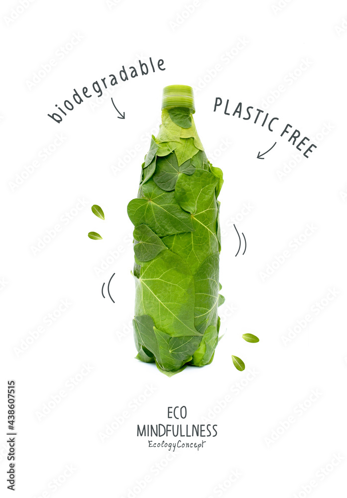 Plastic free. Ecological poster. Say NO to plastic. Ban plastic ...