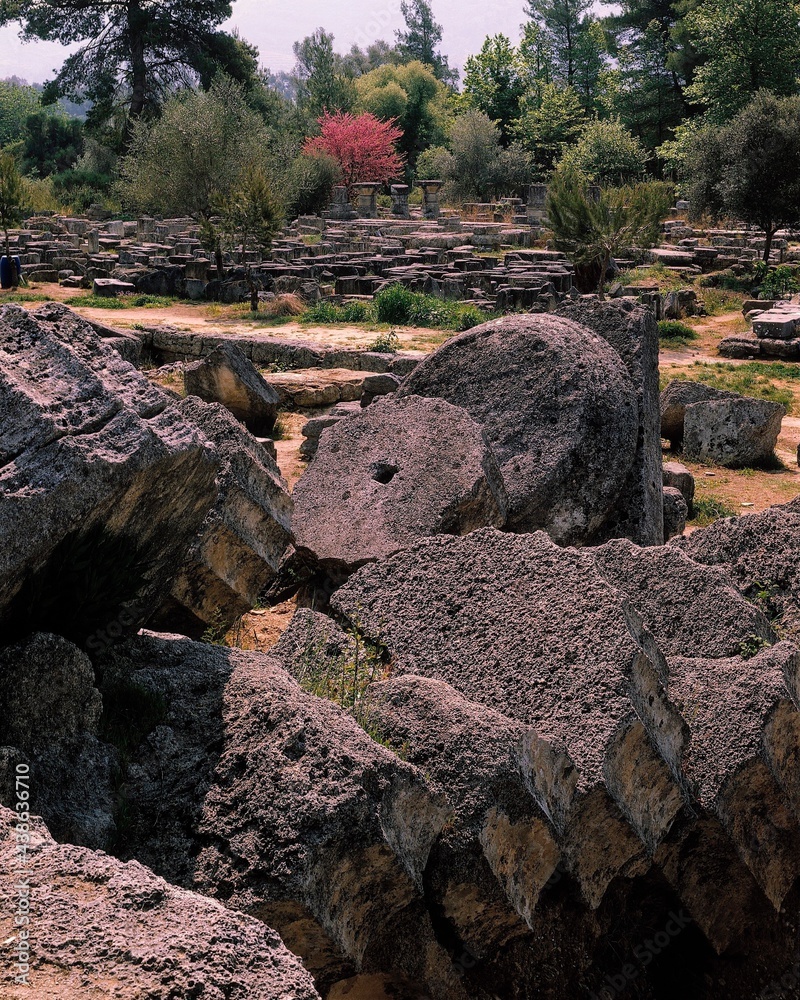 greece, olympia, temple of zeus, columns, place of worship, ancient ...
