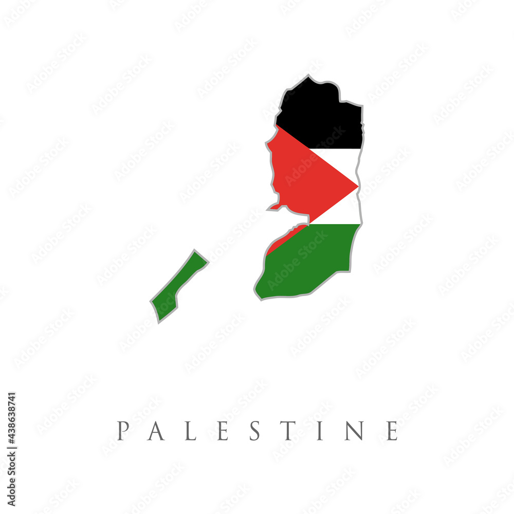 Map of Palestine with flag inside. Palestine map vector illustration ...