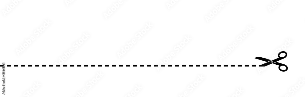 Scissor with dot line. Black scissors isolated on white background. Cut ...