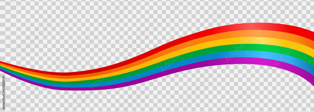 Waving rainbow LGBT flag isolated on png or transparent background, Symbol of LGBT gay pride ...