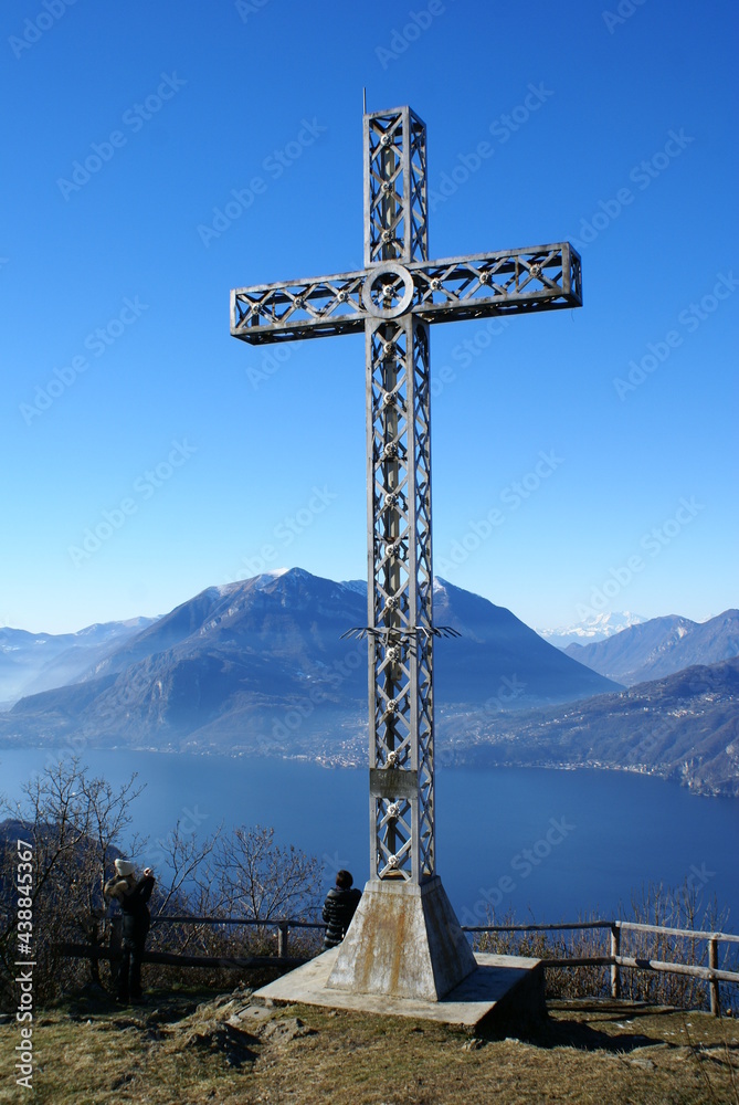 San Grato, Valsassina (Lombardy, Italy): the cross with the Lake of ...