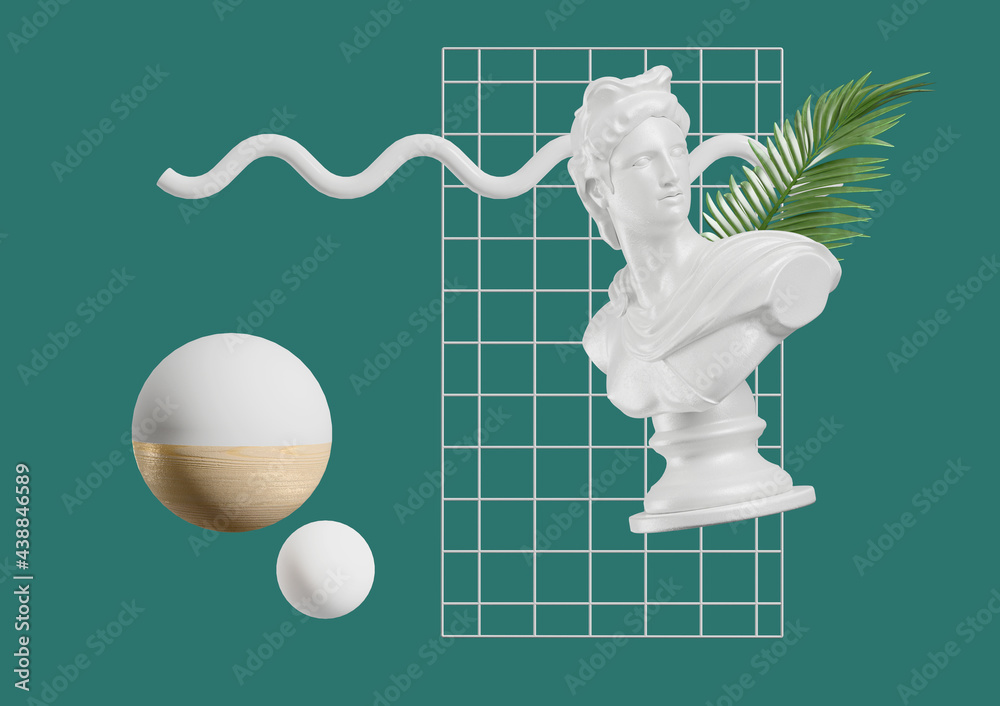 Vapor wave greek geometric shape style fururistic background fasion ...