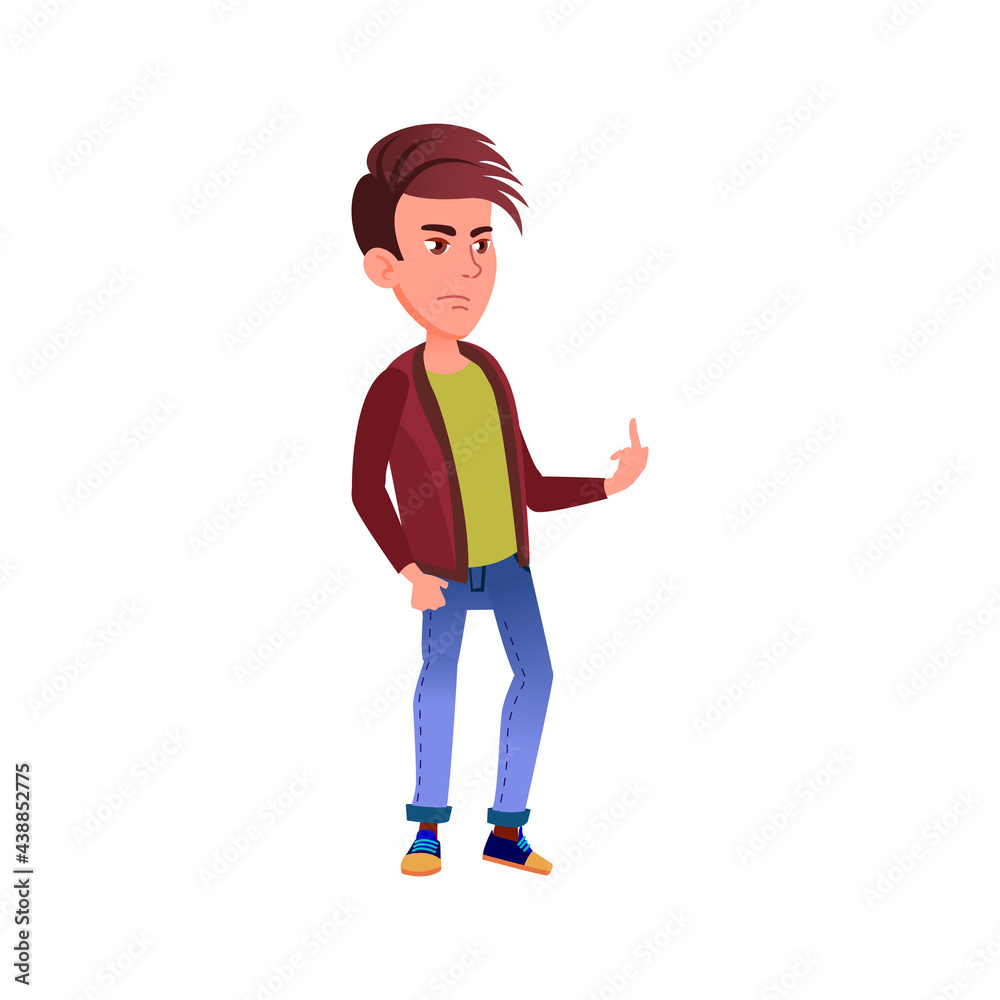 Vector de Stock sad boy teen showing middle finger cartoon vector. sad ...
