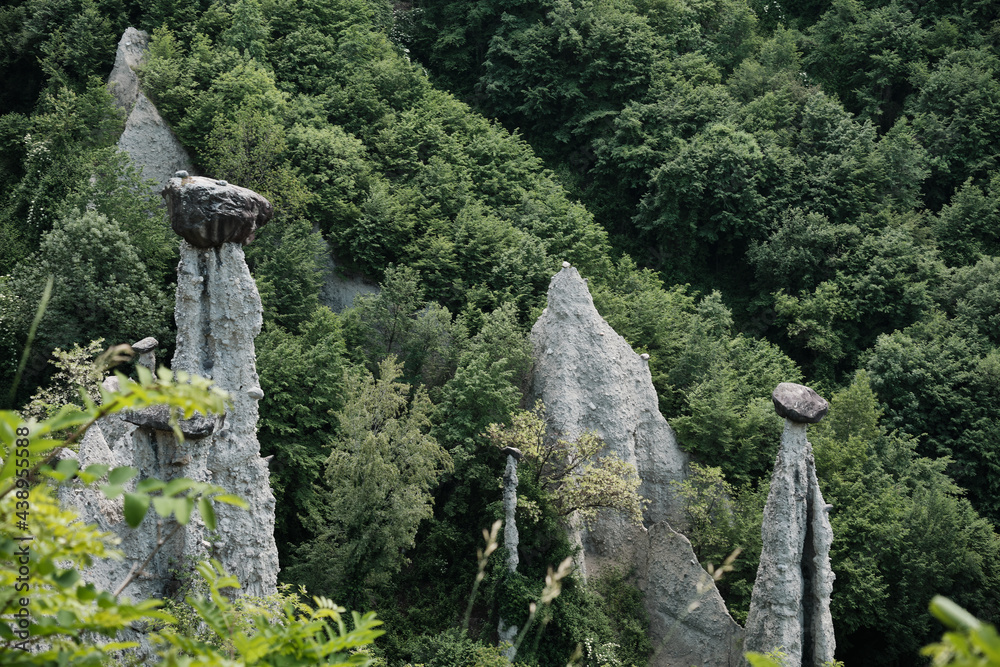 Pyramids of Zone Rock formations, also known as fairy chimneys, earth ...