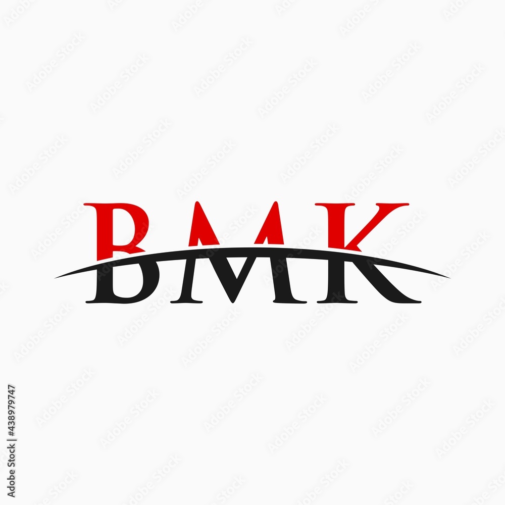 BMK initial overlapping movement swoosh horizon, logo design ...