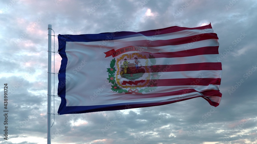 USA and West Virginia Mixed Flag waving in wind. West Virginia and USA ...