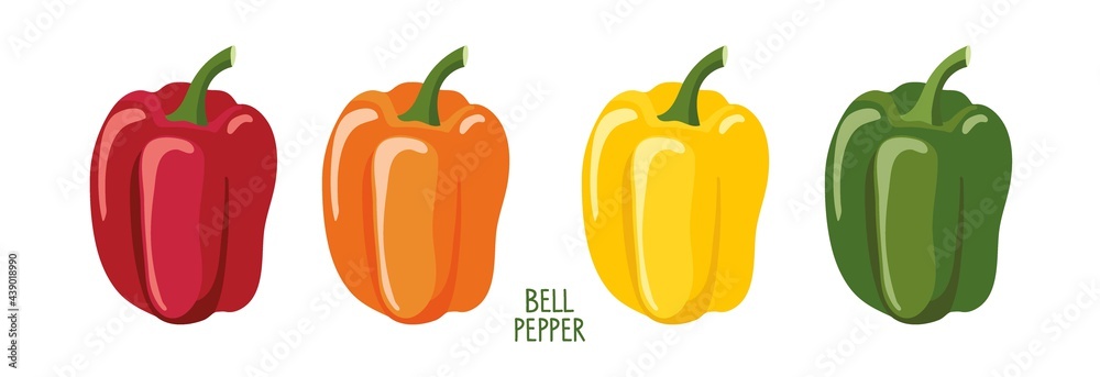 Bell pepper set. Different colors and varieties pepper. Fresh farm ...
