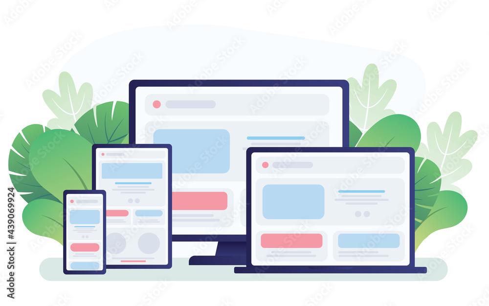 Adaptive programming icons set. Multi device development, software engineering. Responsive web ...