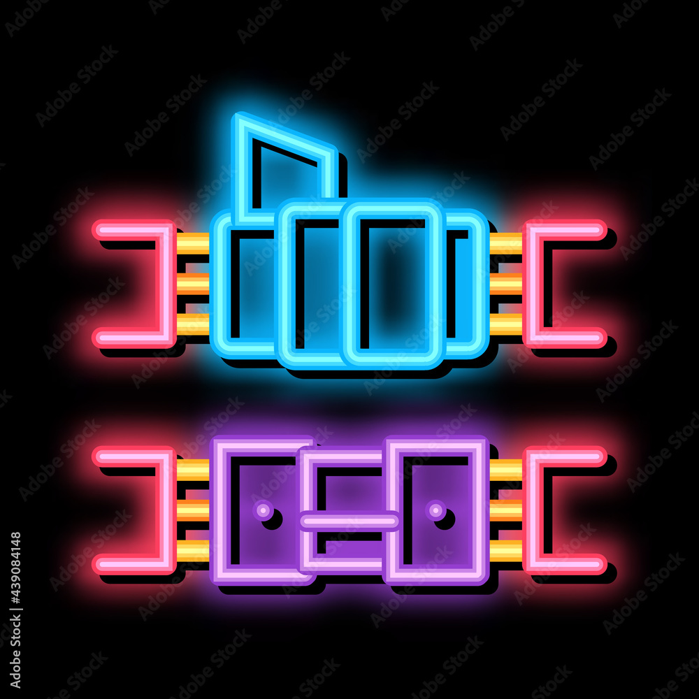 connected optical fiber neon light sign vector. Glowing bright icon ...