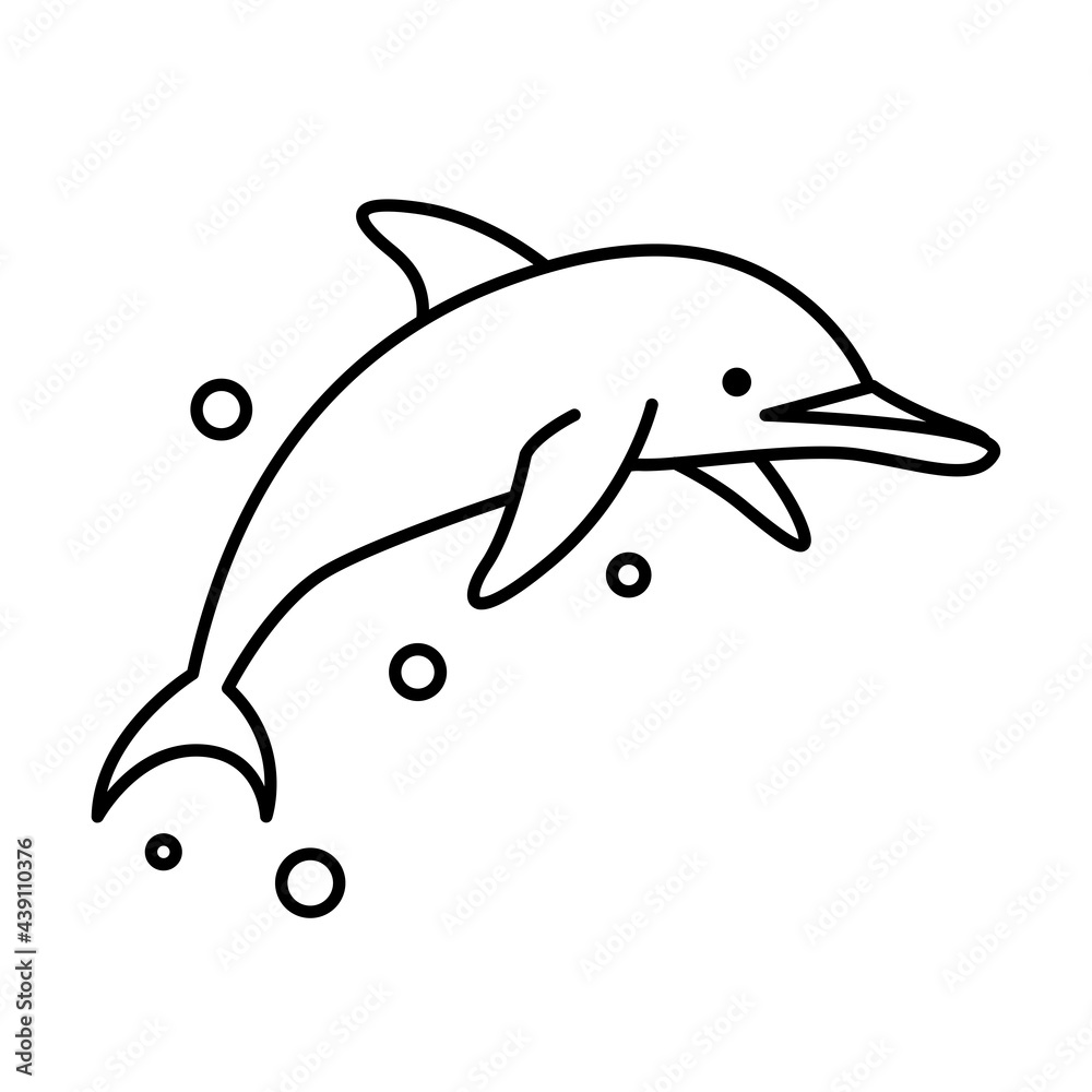 Line art vector illustration of a dolphin Stock Vector | Adobe Stock