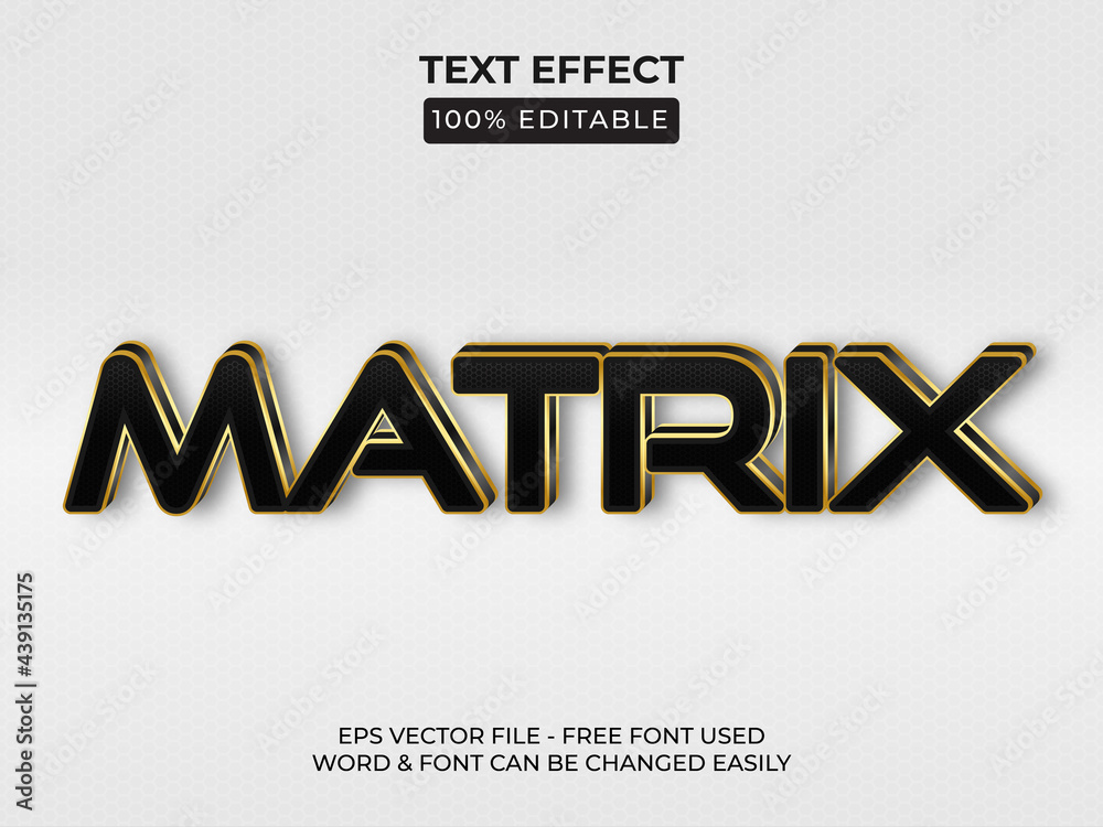 Matrix text effect style - Editable text effect vector. Black and gold ...