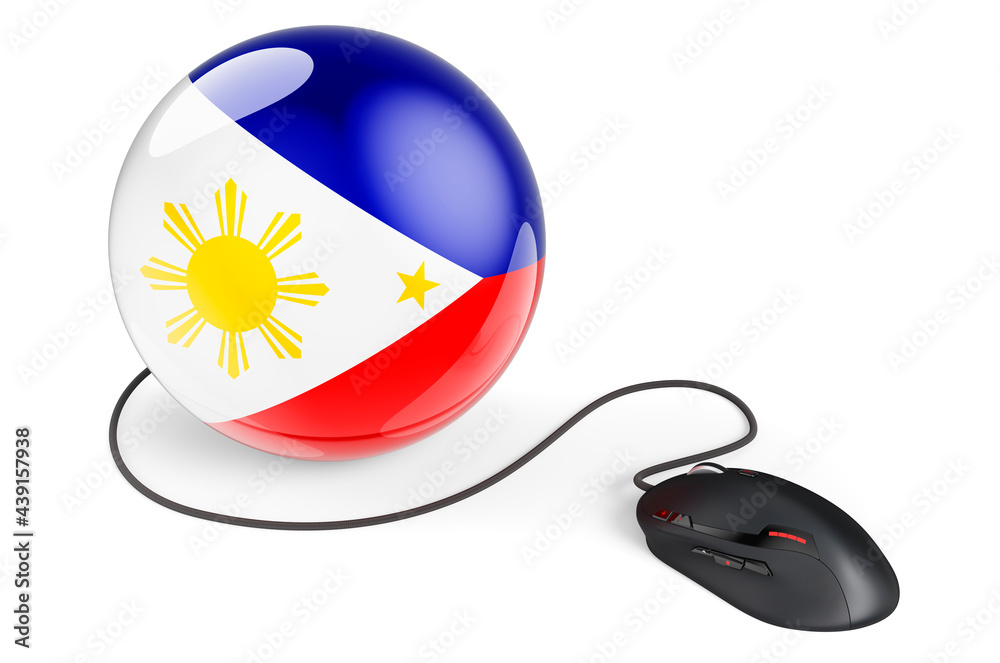 Computer mouse with Filipino flag. Internet network in Philippines ...