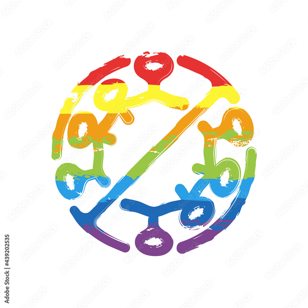 Simple icon of virus or bacteria, infection logo. Drawing sign with ...
