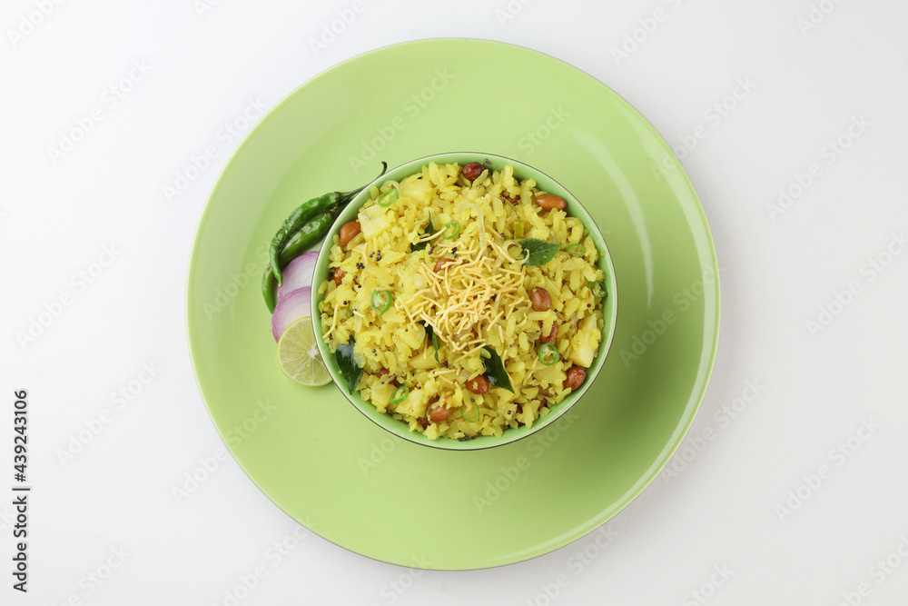 Stock-Foto „Indian Breakfast Dish Poha Also Know as Pohe or Aalu poha ...