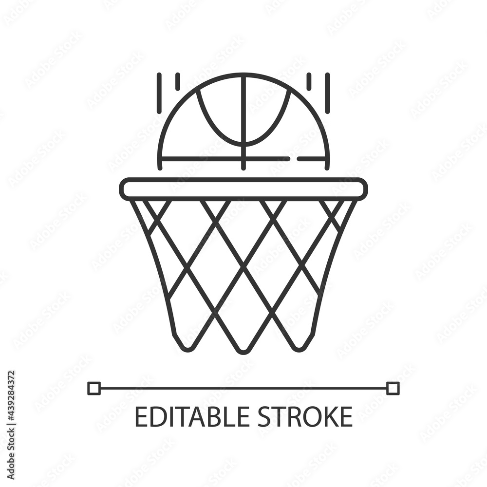 Basketball linear icon. Team sport for exercise. Scoring goal with ...