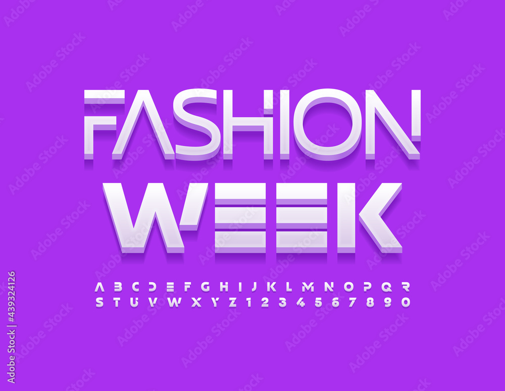 Vector modern flyer Fashion Week. Abstract style Font. Cosmic Alphabet ...