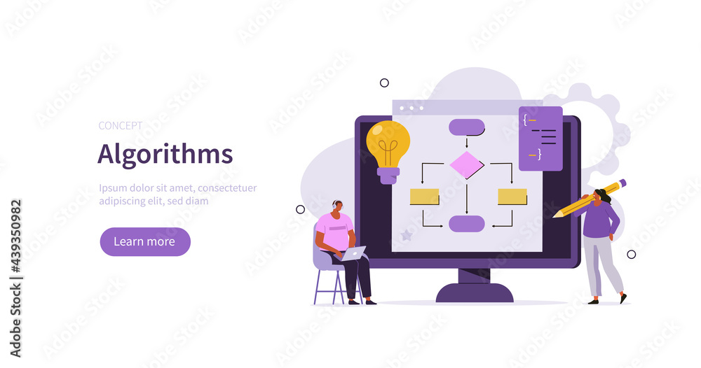 People characters working together and developing new software ...