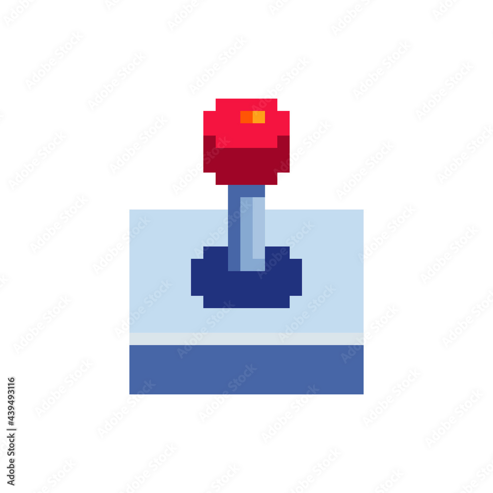Classic red arcade game joystick icon. Pixel art. Flat style. Old ...