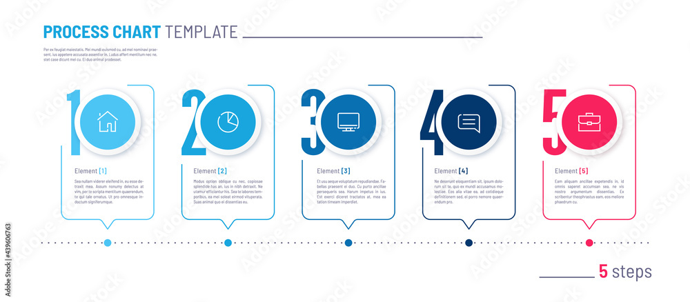 Vector infographic numbered process chart template. Five steps Stock ...
