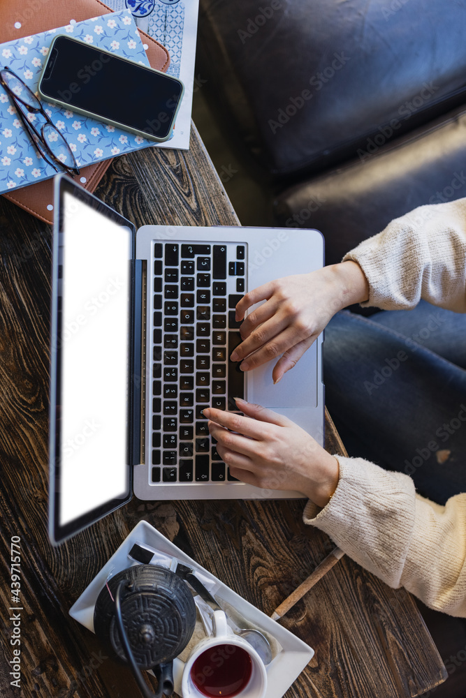 Writing with the laptop Stock Photo | Adobe Stock