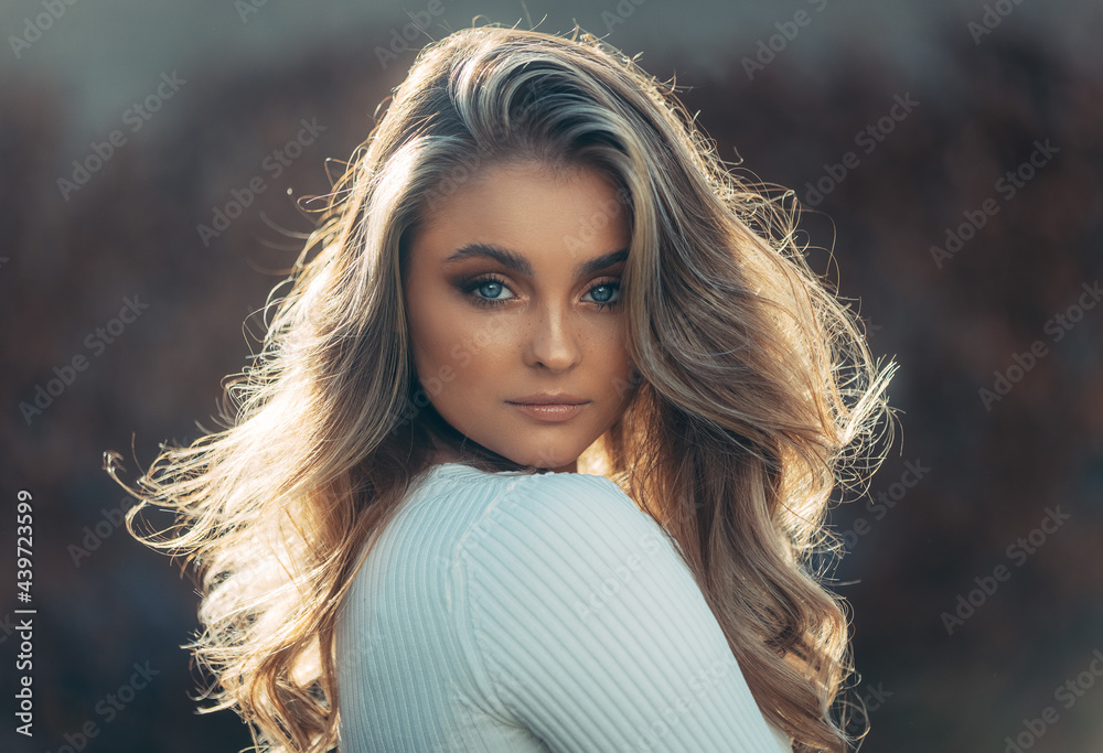Beautiful blonde Danish girl with blue eyes Stock Photo | Adobe Stock