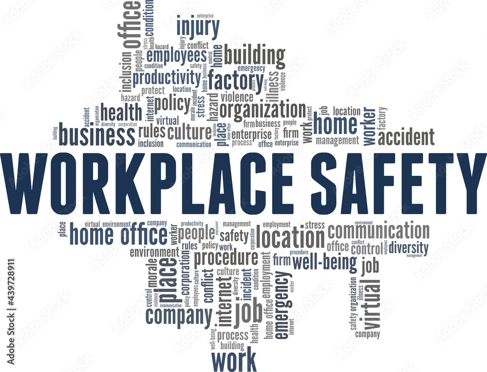Workplace safety vector illustration word cloud isolated on a white ...